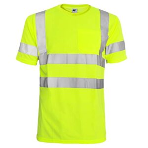 hi vis t shirt ansi class 3 reflective safety lime short sleeve high visibility (l)