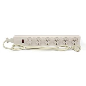 ceptics ps-6u european power strip 6 schuko outlet cord heavy duty - built in surge protector