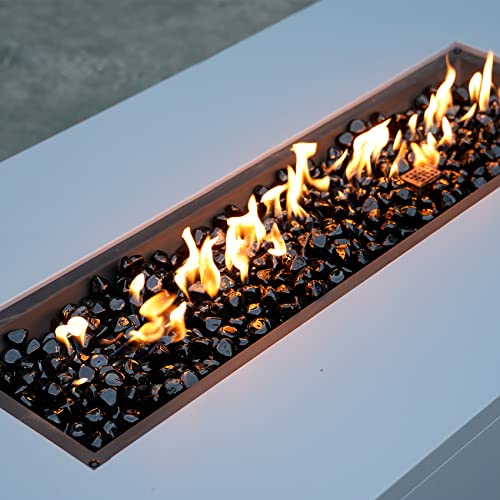 onlyfire 10-Pounds Fire Glass Diamonds for Propane Fire Pit, 1 Inch Reflective Firepit Glass Rocks Stones for Gas Fireplace and Fire Pit Table, Onyx Black