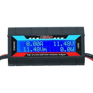 rgbzone 150 amps power analyzer, high precision rc watt meter with digital lcd screen for rc, battery, solar, wind power