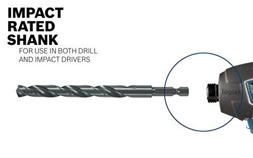 BOSCH BL2135IM 1-Piece 1/8 In. x 2-3/4 In. Black Oxide Metal Drill Bit Impact Tough with Impact-Rated Hex Shank for Applications in Steel, Copper, Aluminum, Brass, Oak, MDF, Pine, PVC and More