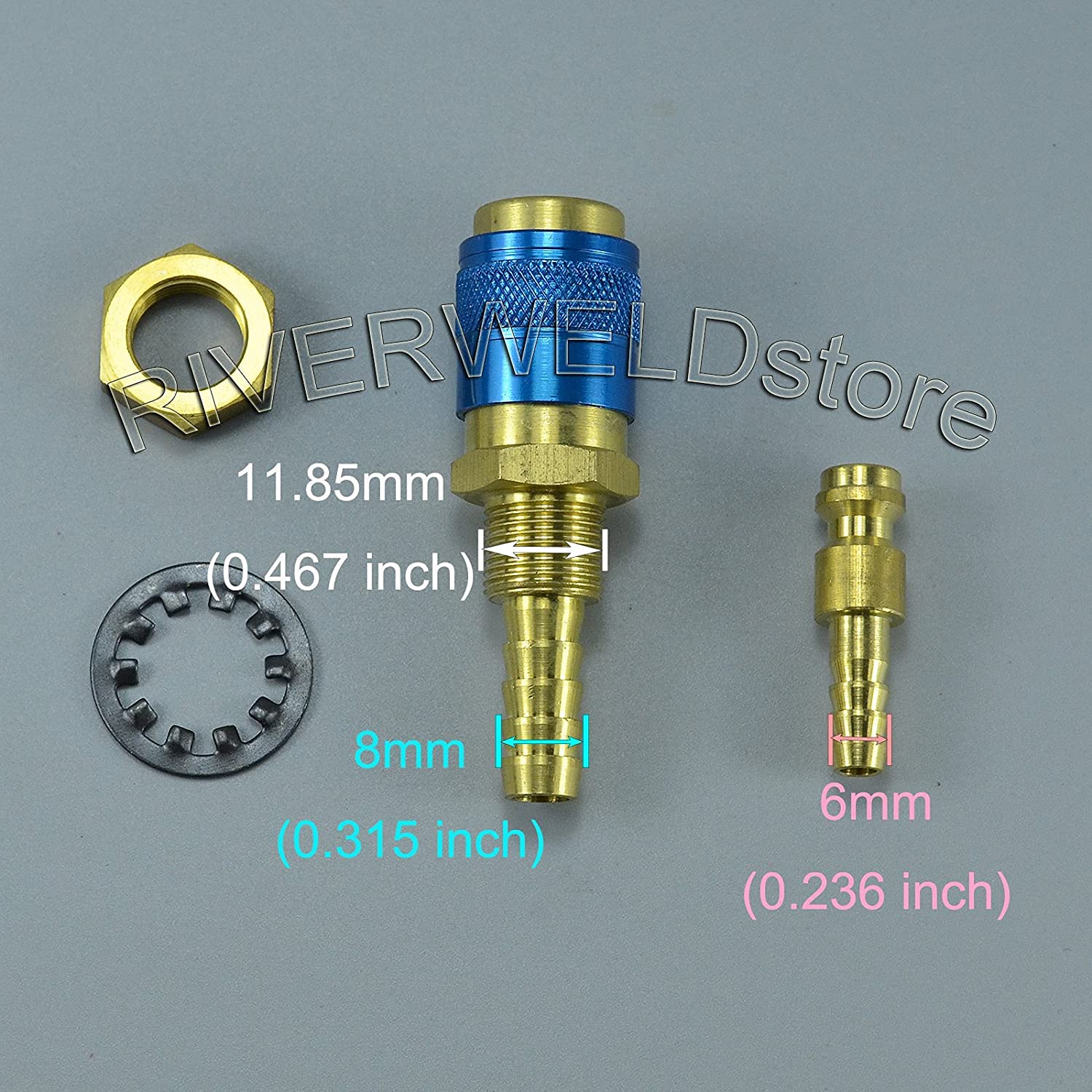 RIVERWELD Argon Quick Connect Fittings Hose Connector For PTA DB SR WP 9 17 18 26 TIG Welding Torch 2set