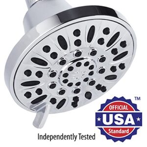 AquaDance Premium High Pressure 6-setting 4-Inch Shower Head for the Ultimate Shower Spa Experience! Officially Independently Tested to Meet Strict US Quality & Performance Standards!