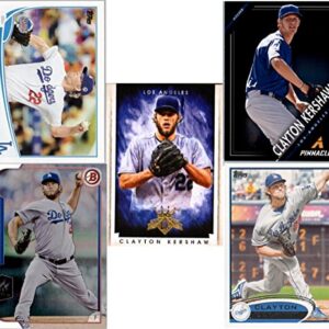 Clayton Kershaw (5) Assorted Baseball Cards Bundle - Los Angeles Dodgers Trading Cards