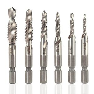 yakamoz 6pcs drill tap combination bit set hss deburr countersink bit 1/4 hex shank tool kit | imperial