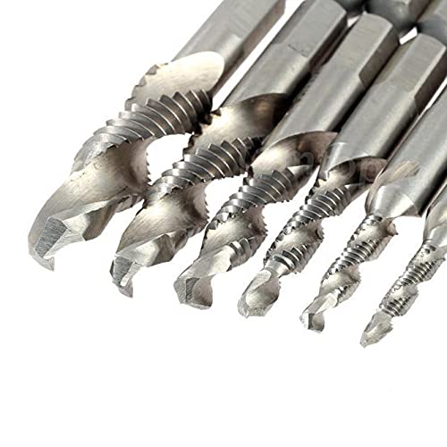 Yakamoz 6PCS Drill Tap Combination Bit Set HSS Deburr Countersink Bit 1/4 Hex Shank Tool Kit | Imperial