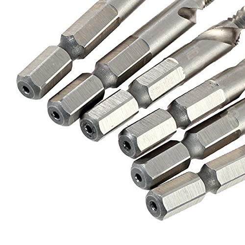 Yakamoz 6PCS Drill Tap Combination Bit Set HSS Deburr Countersink Bit 1/4 Hex Shank Tool Kit | Imperial