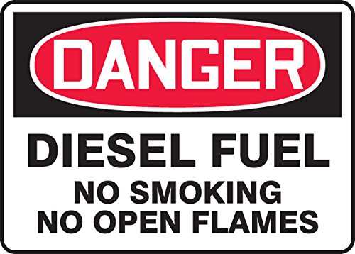 Accuform"Danger Diesel Fuel NO Smoking NO Open Flames" Adhesive Vinyl Safety Sign, 7" x 10", Red/Black on White, MCHL268VS