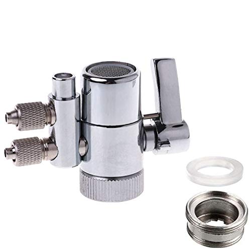 Realgoal Two way 1/4" Brass Diverter Valve Chrome with Male Adapter for Faucet