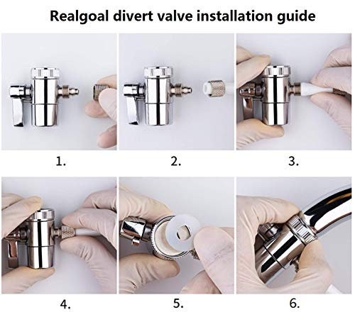 Realgoal Two way 1/4" Brass Diverter Valve Chrome with Male Adapter for Faucet