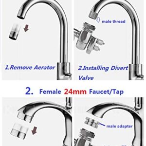 Realgoal Two way 1/4" Brass Diverter Valve Chrome with Male Adapter for Faucet