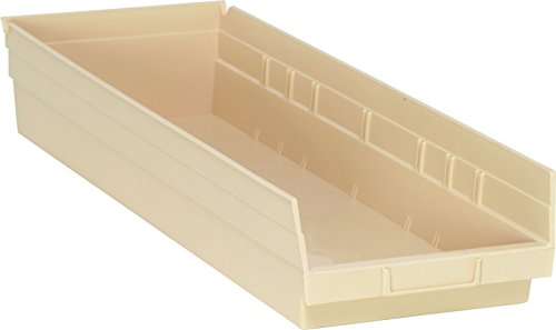 Quantum Storage Systems Quantum Storage QSB114IV 6-Pack 4" Hanging Plastic Shelf Bin Storage Containers, 23-5/8" x 8-3/8" x 4", Ivory