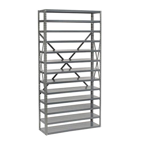 Global Industrial 13 Shelf Steel Shelving with (72) 4" H Plastic Shelf Bins, Yellow, 36x12x72