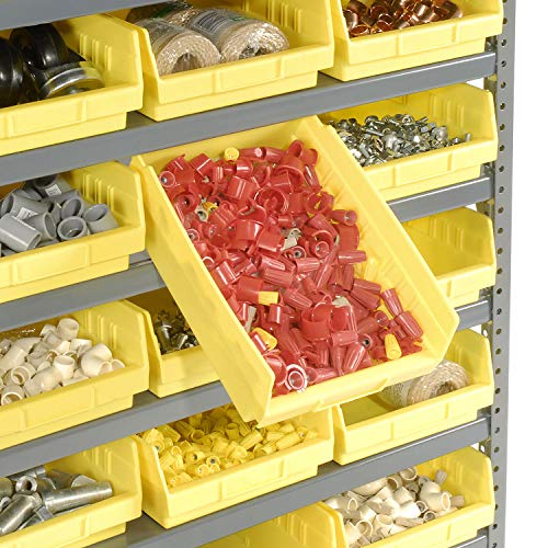 Global Industrial 13 Shelf Steel Shelving with (72) 4" H Plastic Shelf Bins, Yellow, 36x12x72