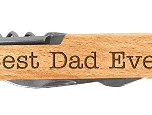 for Grandpa Best Dad Ever Laser Engraved Wood 8 Function Multitool Pocket Knife … (Dad)