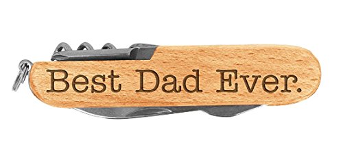 for Grandpa Best Dad Ever Laser Engraved Wood 8 Function Multitool Pocket Knife … (Dad)