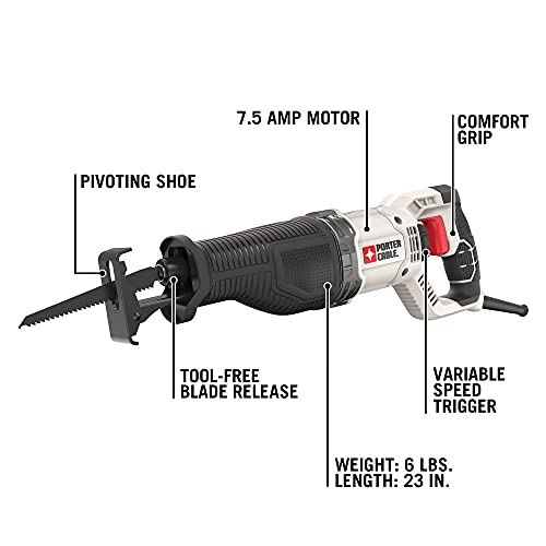 PORTER-CABLE Reciprocating Saw, Variable Speed, 7.5-Amp, Corded (PCE360)