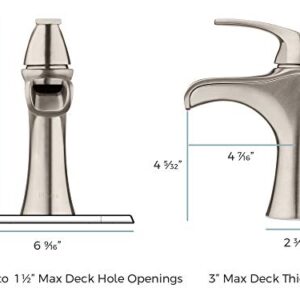 Pfister Jaida Bathroom Sink Faucet, Single Control, 1-Handle, Single Hole, Brushed Nickel Finish, LF042JDKK