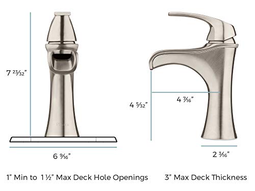 Pfister Jaida Bathroom Sink Faucet, Single Control, 1-Handle, Single Hole, Brushed Nickel Finish, LF042JDKK