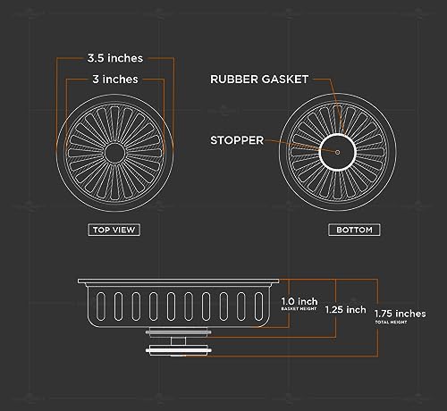 Highcraft 97353 Kitchen Sink Basket Strainer Replacement for Kohler Style Drains Stainless Steel Stopper (Can Vary in 2 Styles), 3.5" (Pack of 1)