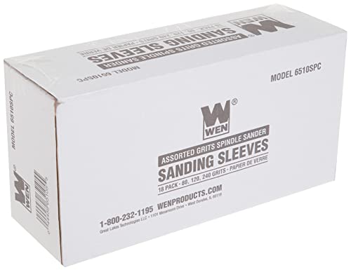 WEN 6510SPC Assorted Grits Spindle Sanding Sleeves (18 Pack)