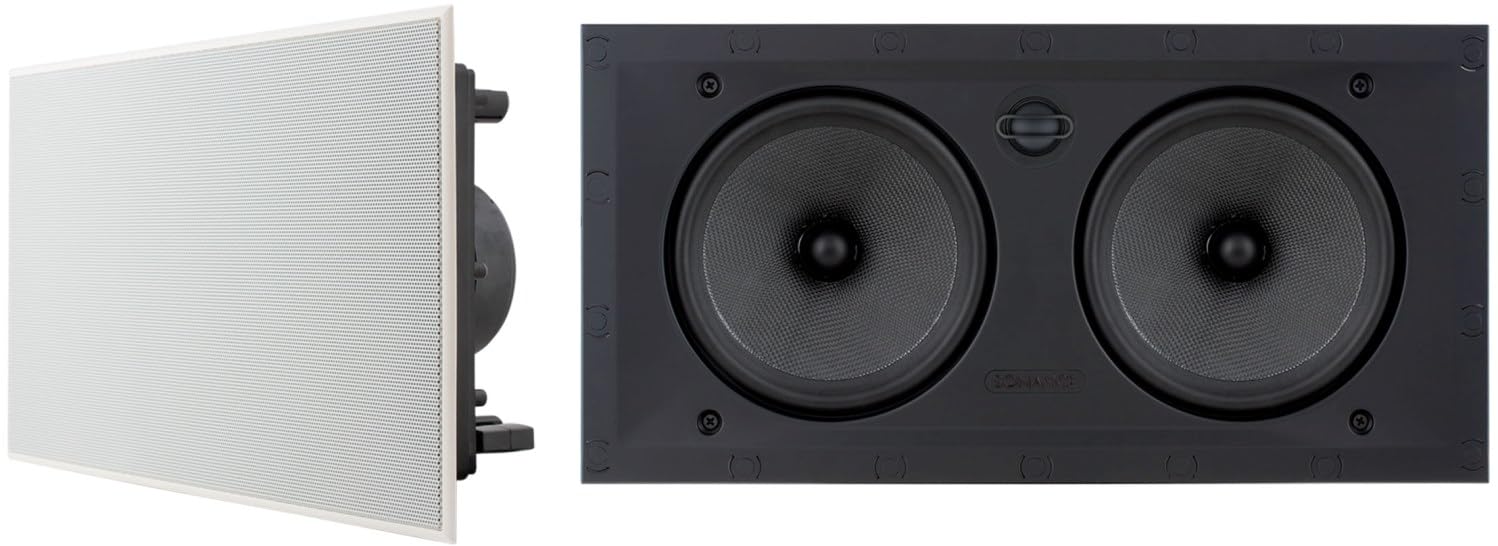 Sonance 93028 Model VP62 LCR Visual Performance Series in-Wall Square Speaker, 5 Watts Minimum/125 Watts Maximum Power Handling, 1" (25mm) Cloth Dome Tweeter, Frequency Response 45Hz - 20kHz