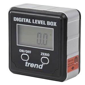 trend digital level box and angle finder (magnetic base & lcd display) for woodworking and accurate table/miter saw angle setting, black, dlb