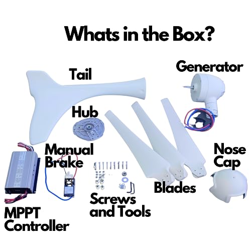 Automaxx Windmill 600W (12V/24V) (50A/25A) Wind Turbine Generator kit Wind Power MPPT Charge Controller Included (Amp, Volt & Watt Display) + Automatic and Manual Braking System. DIY Installation