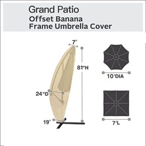 Grand patio Deluxe Patio Umbrella Cover for 9 to 12 FT Offset Umbrella with Curved Cantilever and Straight Pole, Waterproof Cantilever Umbrella Cover with Zipper, Weather-Resistant and Durable, Beige