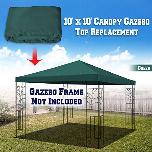 BenefitUSA Replacement 10'X10'Gazebo Canopy top Patio Pavilion Cover Sunshade plyester Single Tier-Green