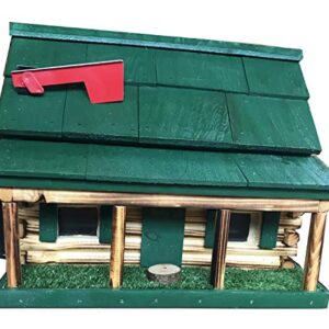 Log Cabin with Porch Wooden Mailbox Green Amish Made in USA