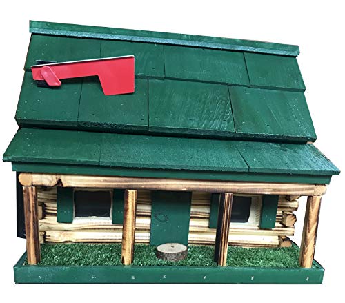 Log Cabin with Porch Wooden Mailbox Green Amish Made in USA