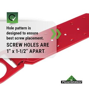 PeakWorks Roof Anchor Bracket, Fall Arrest System, Tool Connects to Wood Surfaces with Roofing Harness Safety Kit, ANSI OSHA Compliant, Durable Steel Adjustable Connector, Red, V8229100