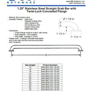 CSI Bathware BAR-SB32-TW-125-OB Straight Bar Sliver Grabs, 32", Oil Rubbed Bronze