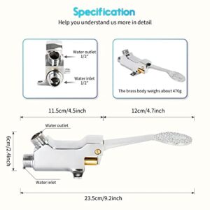 LukLoy Full Set Hands-Free Foot Pedal Faucet, Foot Valve+Outlet+1m Flexible Hose+Screw, Hospital Medical Laboratory Touchless Floor Mount Foot Control Faucet