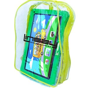 LINSAY 10.1" Quad Core 2GB RAM 32GB Android 11 Tablet with Green Kids Defender Case and Backpack