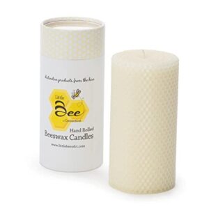 6 inch hand-rolled beeswax pillar candle by little bee of connecticut