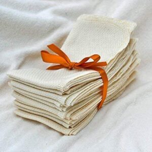 1 Ply Organic Cotton Paperless Towels 11x12 Inches Set of 10 Sewn with Matching Organic Cotton Thread