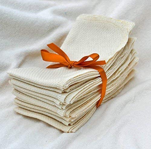 1 Ply Organic Cotton Paperless Towels 11x12 Inches Set of 10 Sewn with Matching Organic Cotton Thread