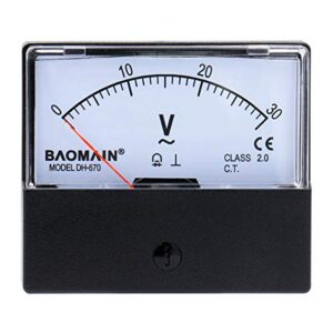 baomain voltmeter dh-670 ac 0-30v rectangular class 2.5 analog panel volt voltage meter