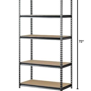 Muscle Rack UR361872PB5PAZ-SV Silver Vein Steel Storage Rack, 5 Adjustable Shelves, 4000 lb. Capacity, 72" Height x 36" Width x 18" Depth