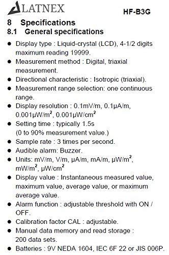 EMF Meter HF-B3G Triple Axis HF RF Analyzer and Detector Calibrated Measuring Emissions from Cell Phones, Smart Meters, Cell Towers, Microwave, Bluetooth - for EMF Home Inspections Free Support