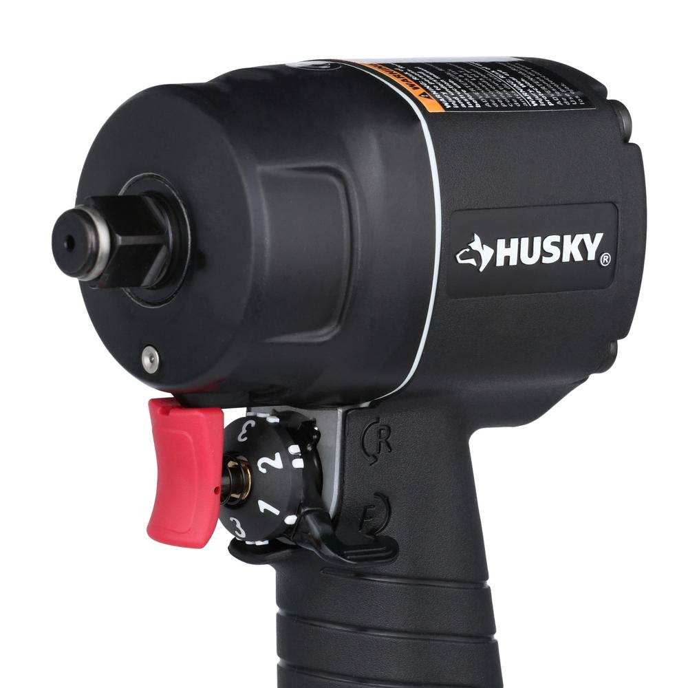 HUSKY H4435 1/2" Compact Impact Wrench Air Tool, Black