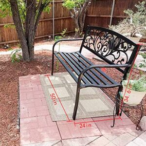 Garden Bench Outdoor Bench Patio Bench for Outdoors Metal Porch Clearance Work Entryway Steel Frame Furniture for Yard