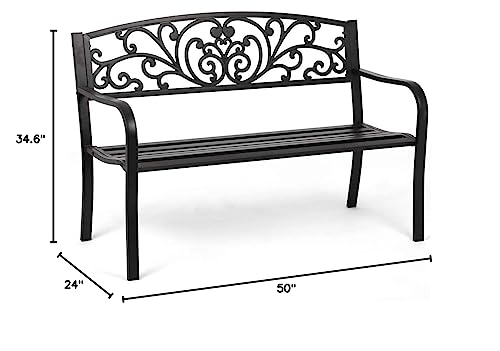 Garden Bench Outdoor Bench Patio Bench for Outdoors Metal Porch Clearance Work Entryway Steel Frame Furniture for Yard