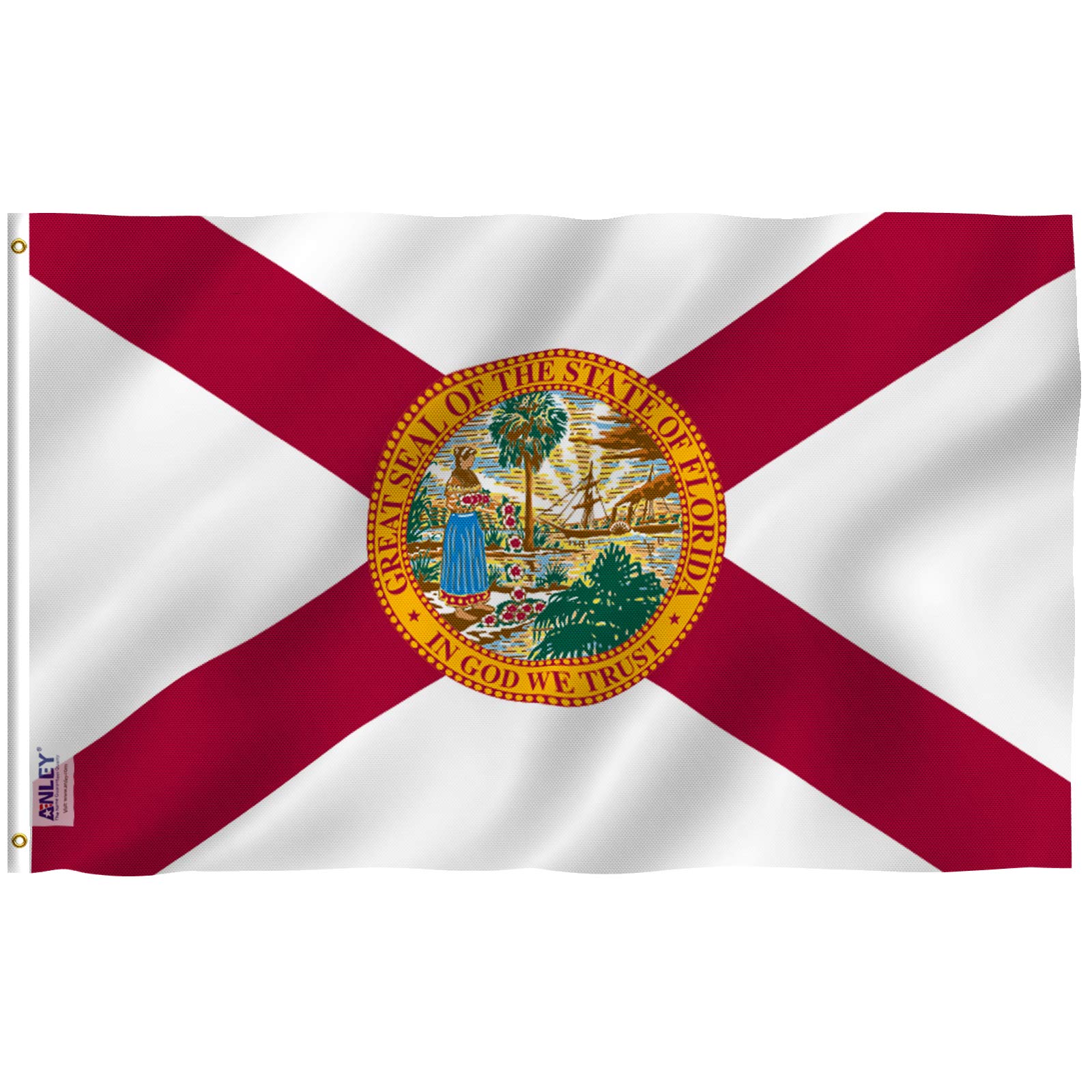 Anley Fly Breeze 3x5 Foot Florida State Polyester Flag - Vivid Color and Fade Proof - Canvas Header and Double Stitched - FL State Flags with Brass Grommets 3 X 5 Ft