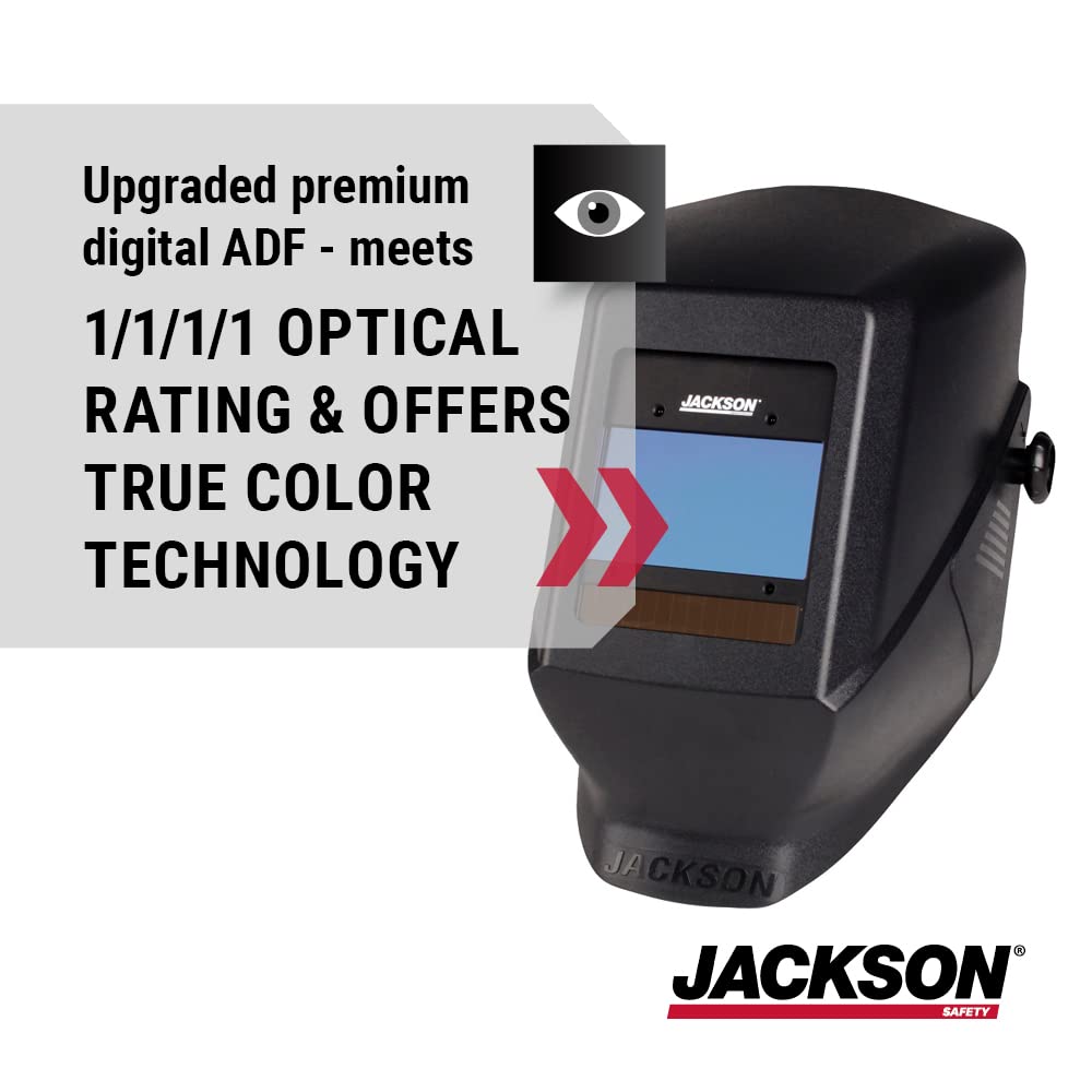 Jackson Safety Welding Helmet - Digital Auto Darkening Filter - Welding Hood For Men And Women - 4 Sensors - Black - 46129