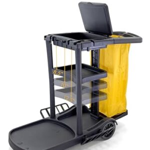 Farag Janitorial Commercial Housekeeping cart Janitorial cart with Cover and Vinyl Bag, L 52" x W 22" x H 40"