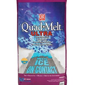 Qik Joe Quad Melt Ultra Instant Snow and Ice Melt with CMA for Sidewalks, Driveways, and Parking Lots, Deicer for Concrete, Asphalt, and Other Surfaces, Effective Below 0 Degrees, 50 Pound Carton