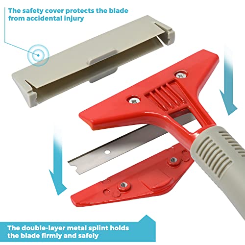 Ehdis Razor Blade Scraper 4 Inch Scraper Tools for Glass with 10PCS Replace Blades (Red)